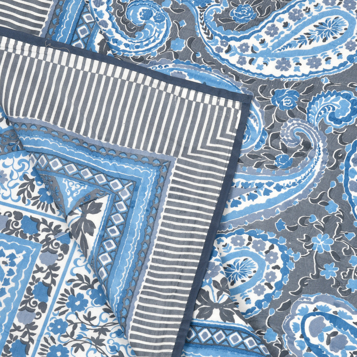 Cotton Dohar / Blanket King Bed Size Hand Block Printed (Blue Gad Pais ...