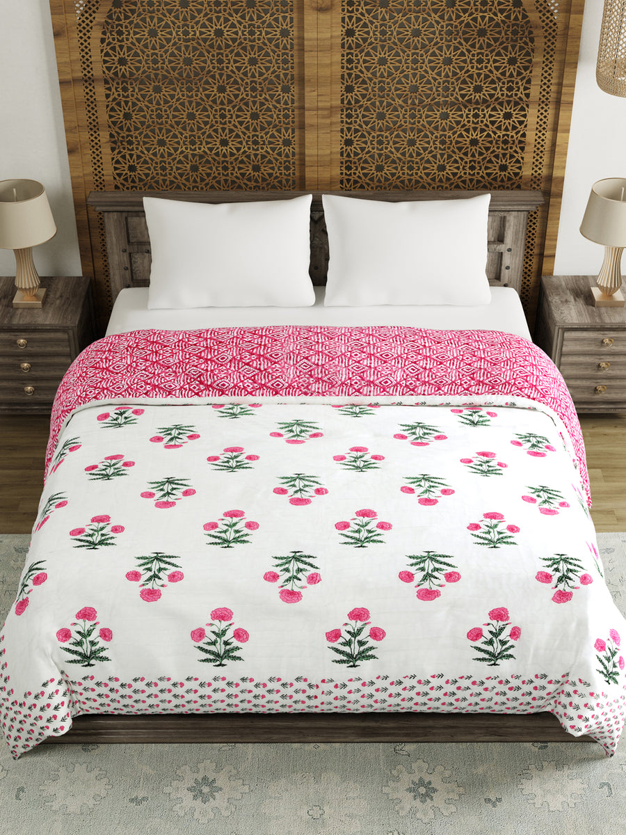 BLOCKS OF INDIA Hand Block Printed Cotton King Size Quilt (Design 47 ...