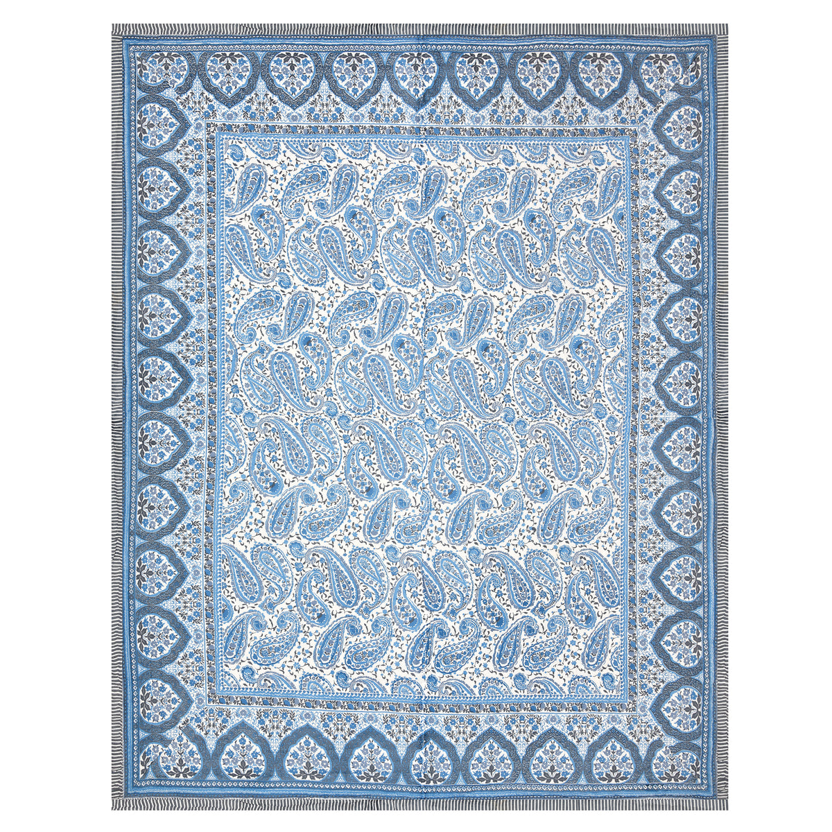 Hand Block Printed Cotton King Size Quilt (Blue GAD Paisley) – Blocks ...