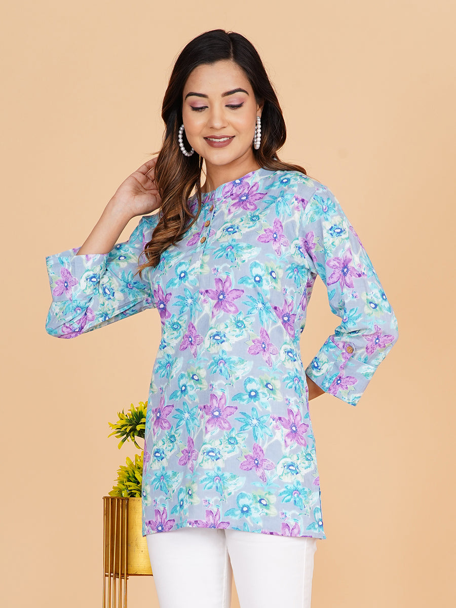 BLOCKS OF INDIA Cotton Hand Printed Short Kurti for Women Short Rainbo ...