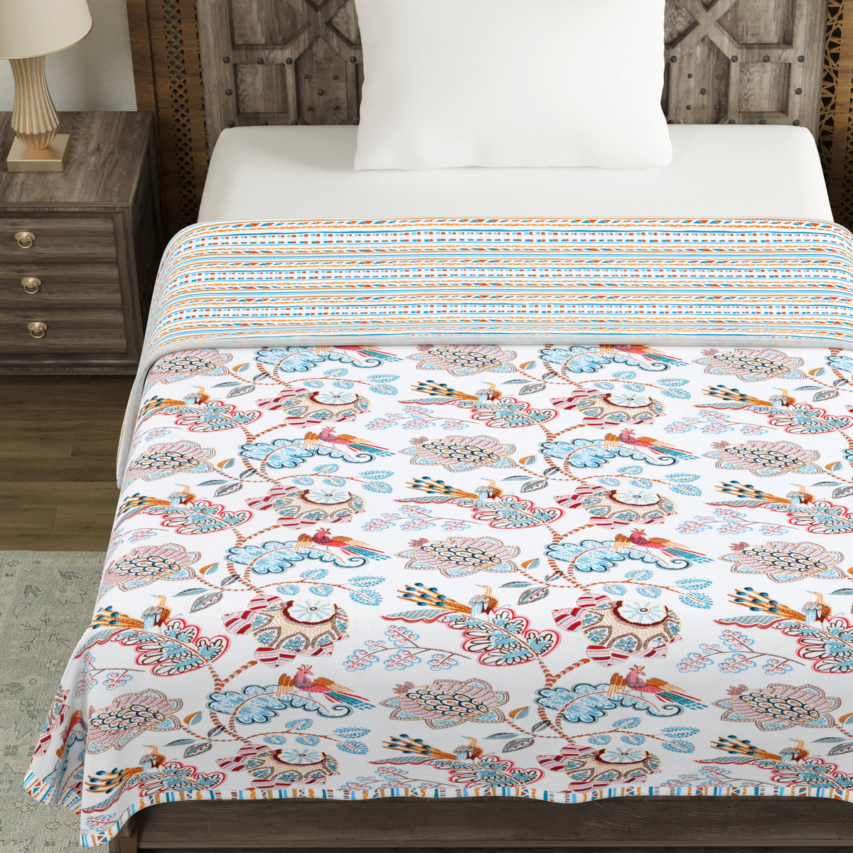 BLOCKS OF INDIA Polycotton Dohar/Blanket for Summer (PINK CHIDIYA DULL ...