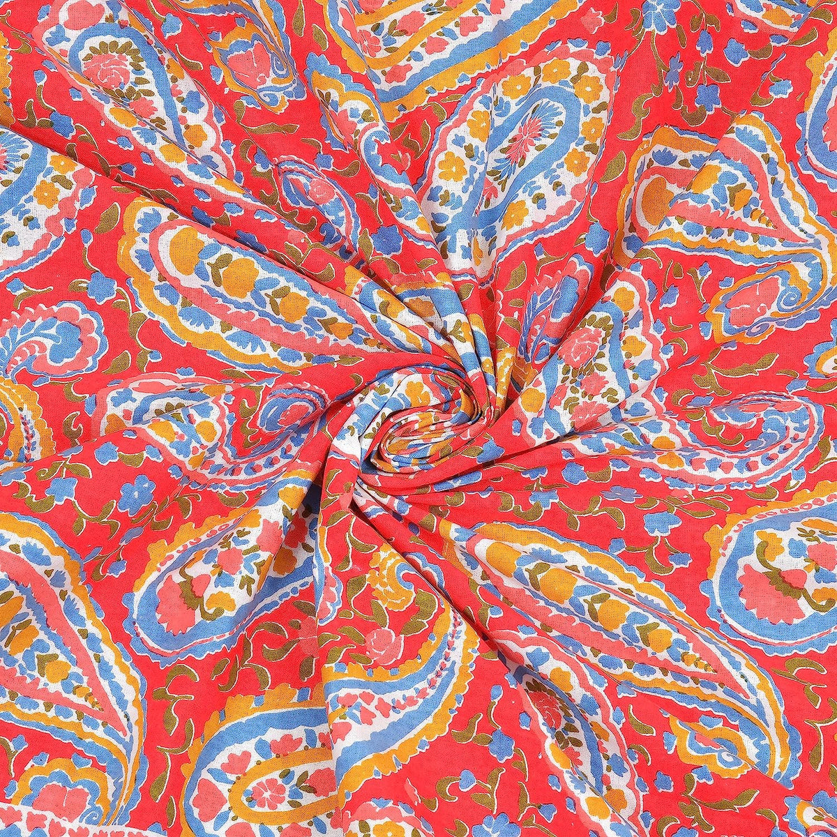BLOCKS OF INDIA Hand Block Print Cotton King Size Bedsheet Red Gad Pai ...