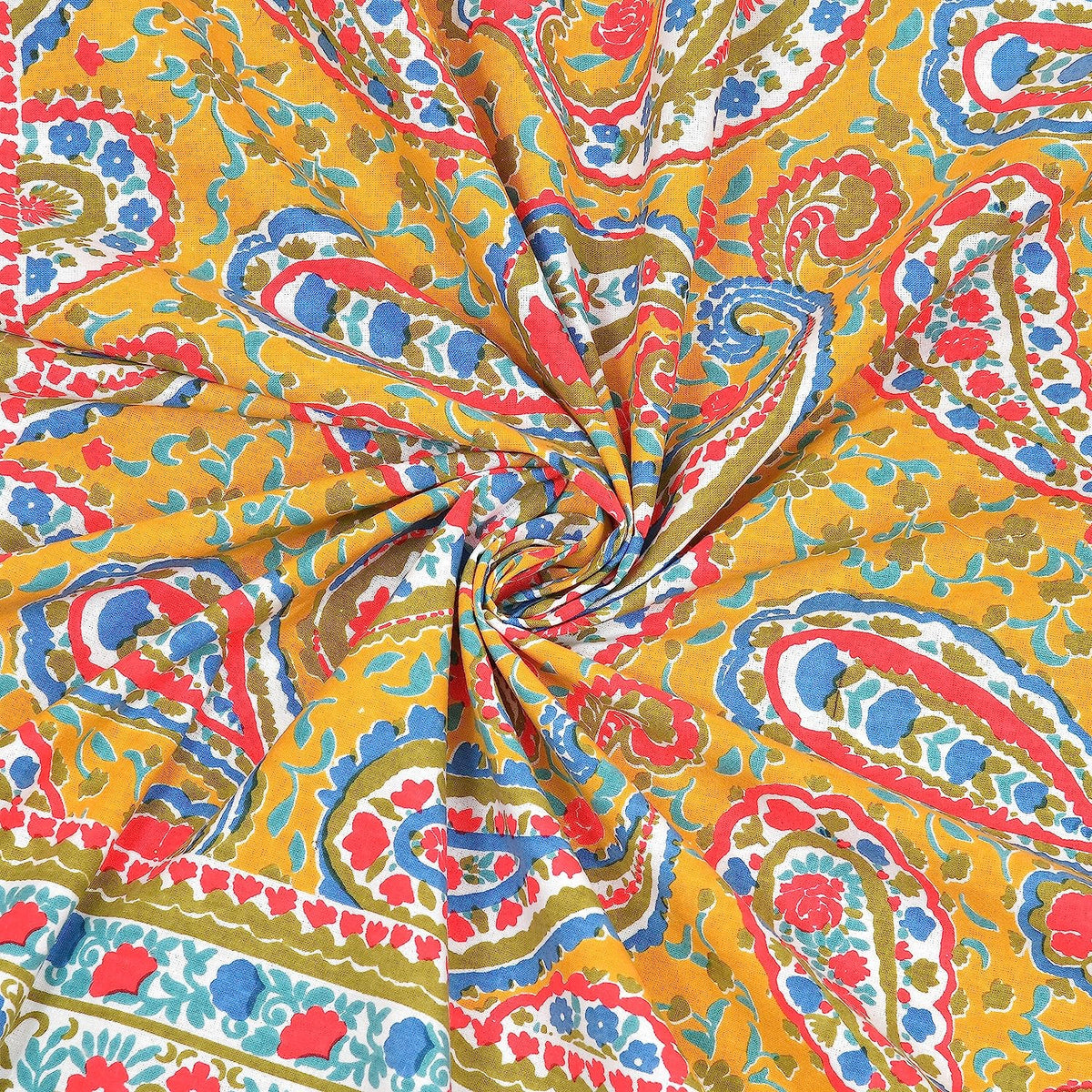 BLOCKS OF INDIA Hand Block Print Cotton King Size Bedsheet Yellow Gad ...