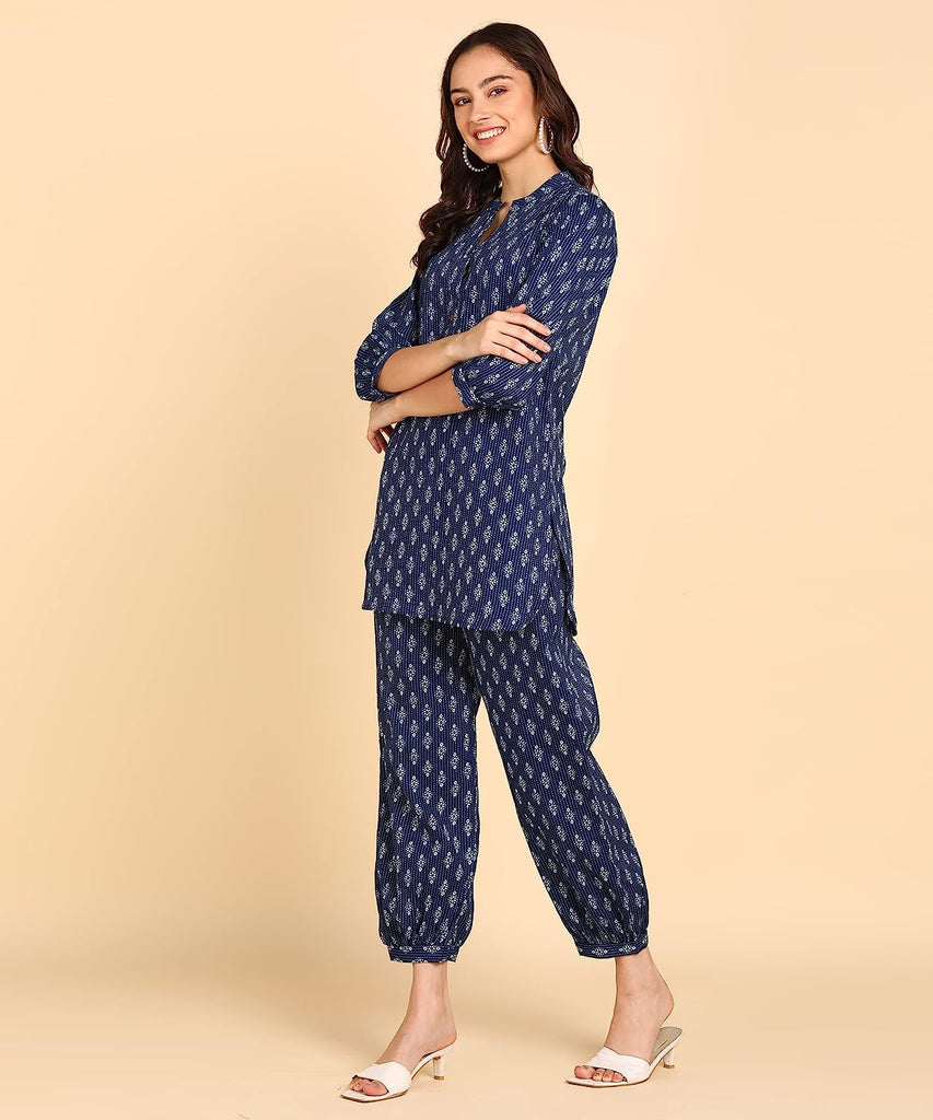 Co ords Set in Pure Cotton Indigo Colour – Blocks Of India