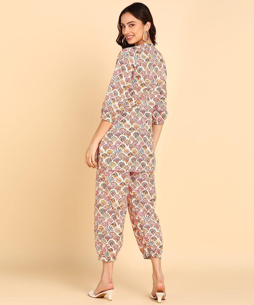 BLOCKS OF INDIA Co ords Set in Pure Cotton Multi Colour Hand Block Pri ...