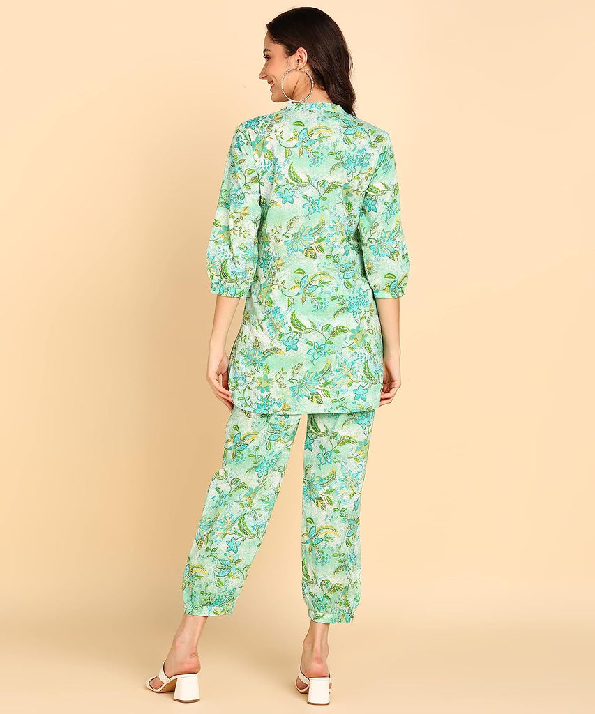 Co ords Set in Pure Cotton Green Colour Hand Block Print – Blocks Of India