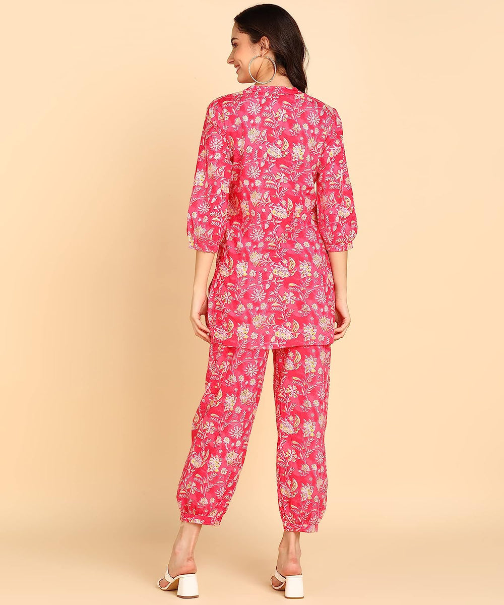 Co ords Set in Pure Cotton Pink Colour Hand Block Print – Blocks Of India