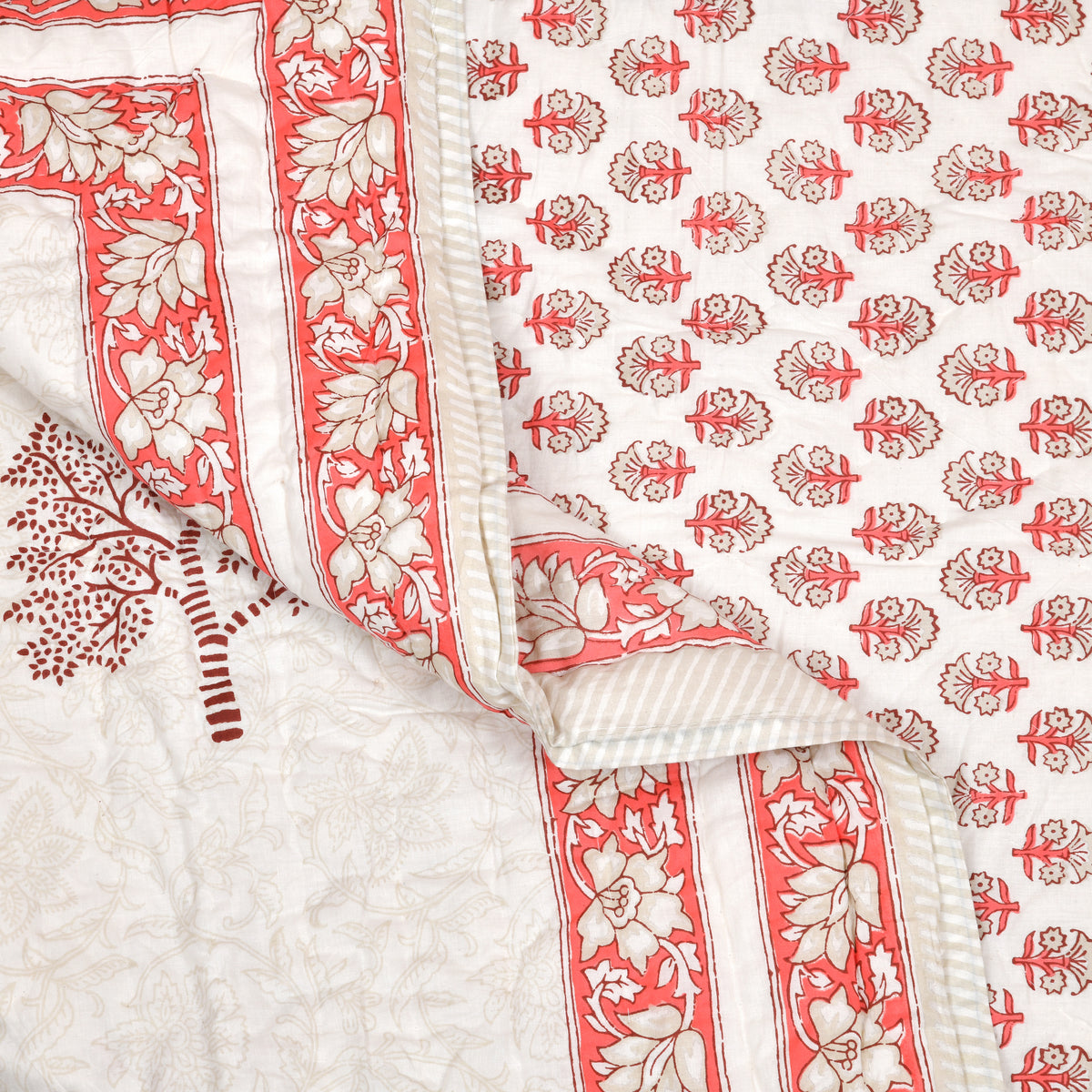 Cotton Single Size Quilt/Rajai Hand Block Print for Light Winters (150 ...