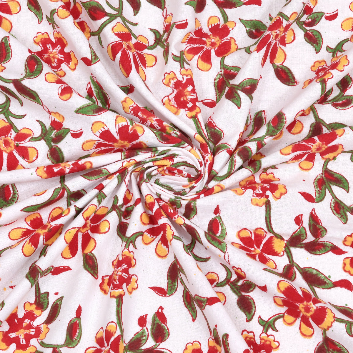 BLOCKS OF INDIA Cotton Hand Block Printed 180cm Round Table Cloth Red ...