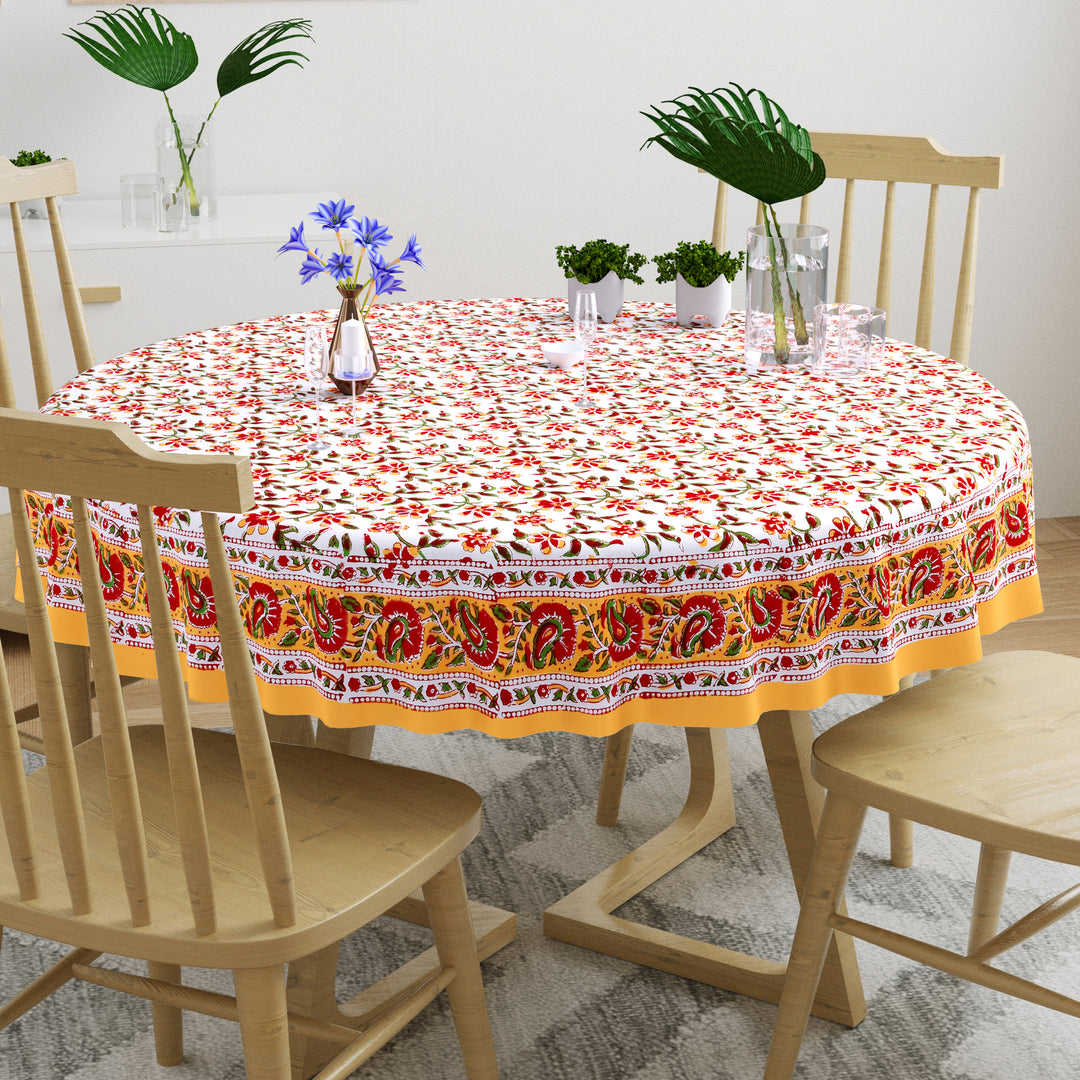 BLOCKS OF INDIA Cotton Hand Block Printed 72 Inch Round Table Cloth Re ...